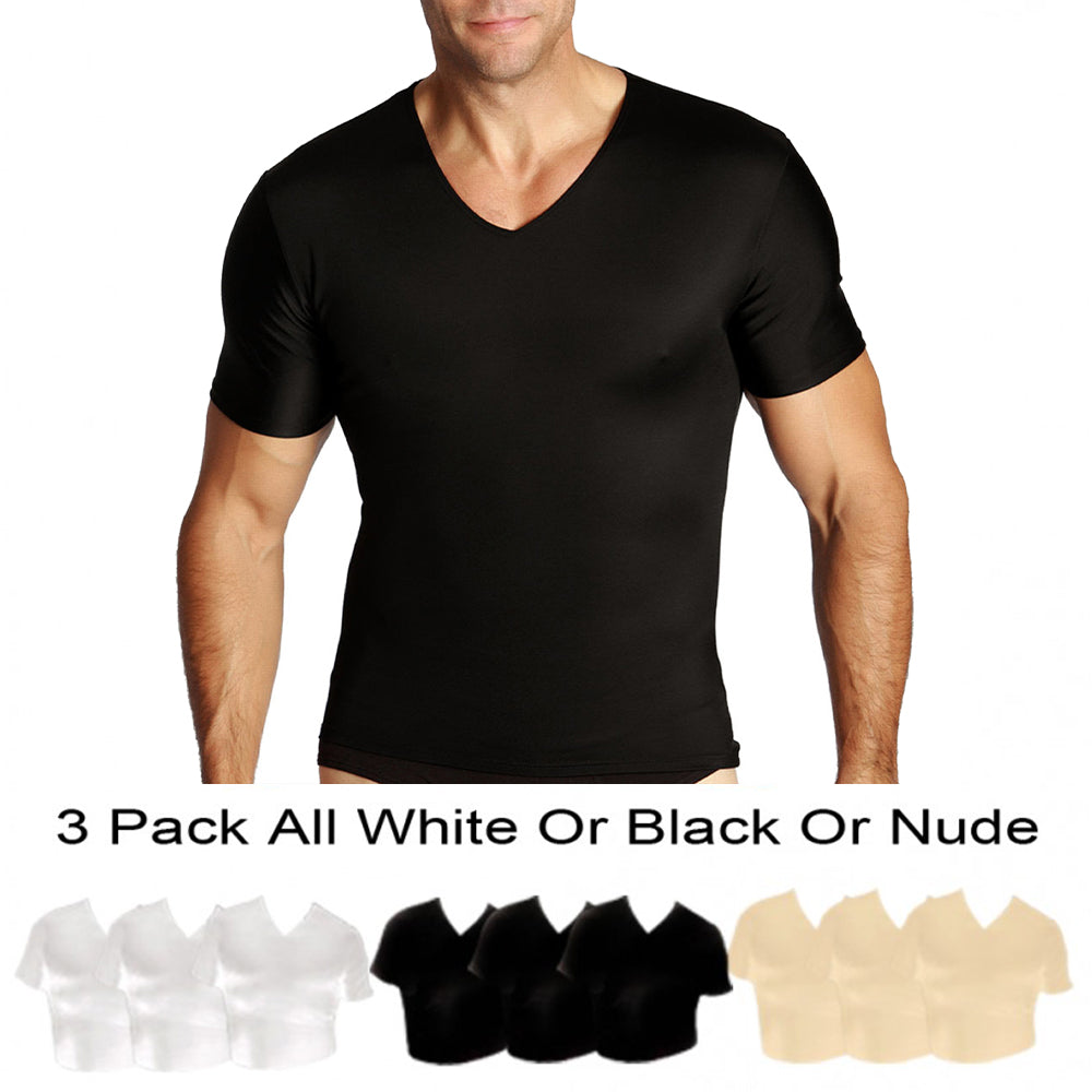 Insta Slim mens high compression v neck short sleeves slimming shirt